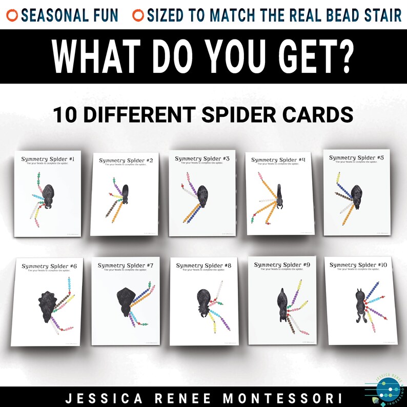 Montessori Halloween Math Cards: Symmetrical Spider, Fall Activity ...