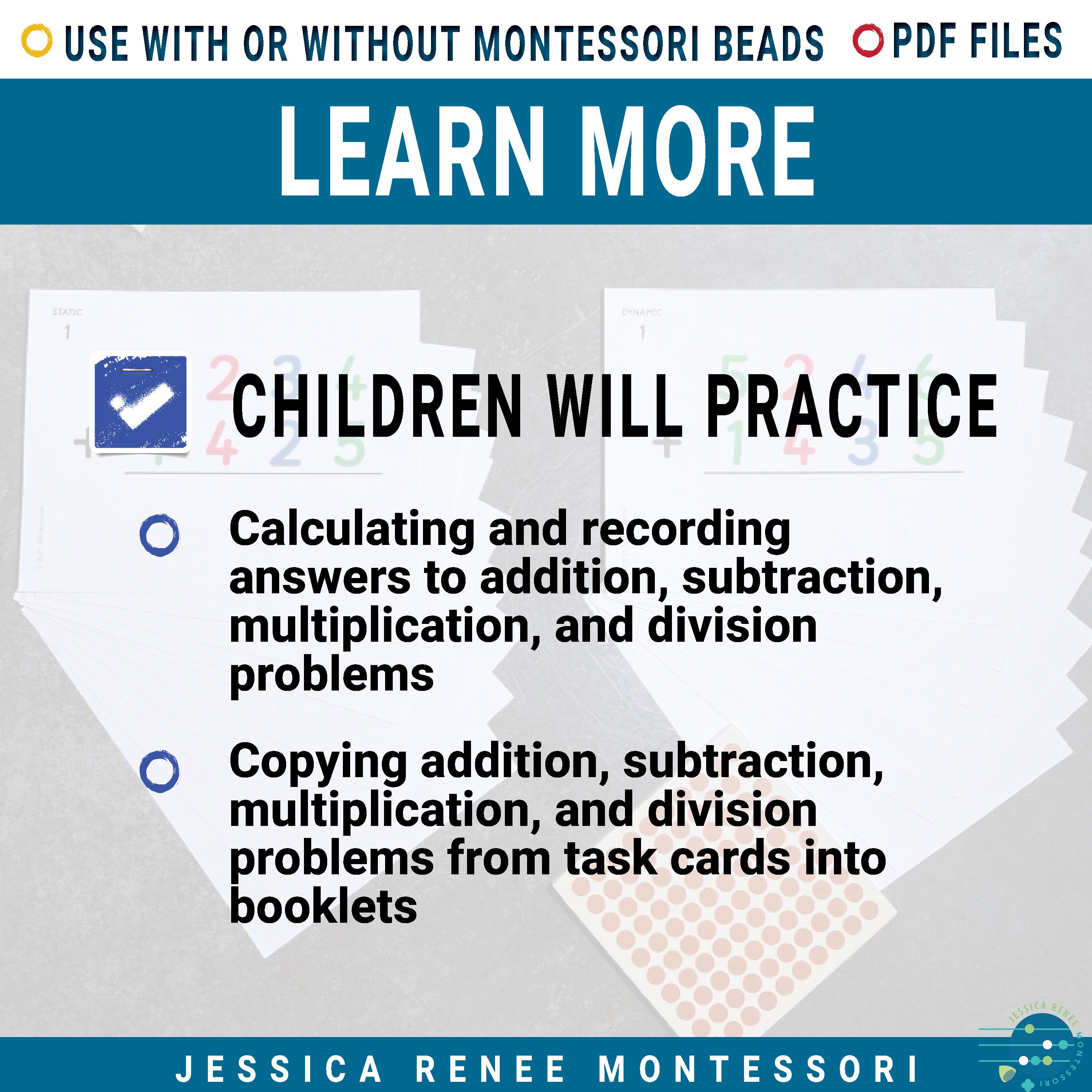 Montessori Math Golden Bead Task Cards and Recording Booklets, All 4 ...