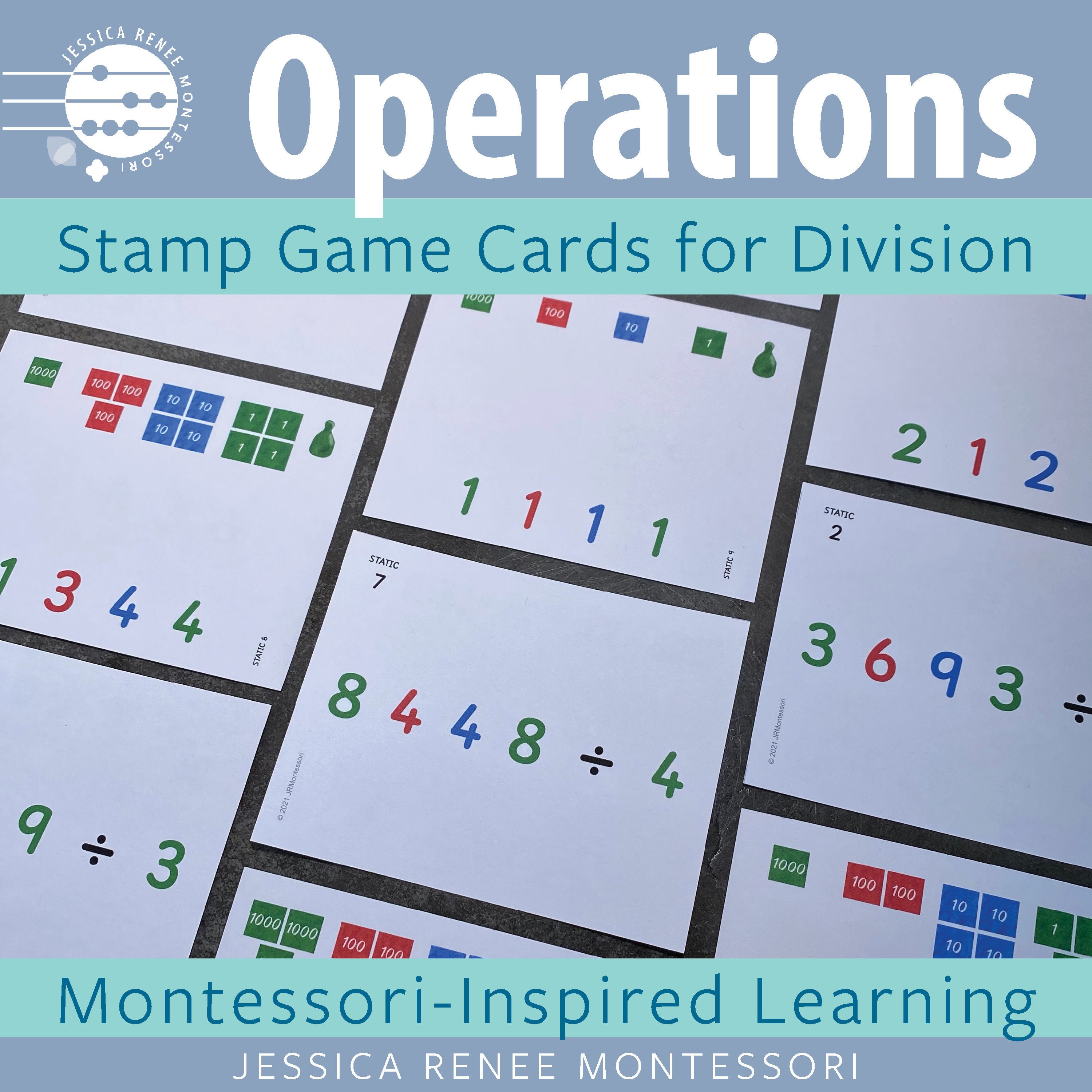 Montessori Math 4-digit Stamp Game Division With Small Cards - Etsy