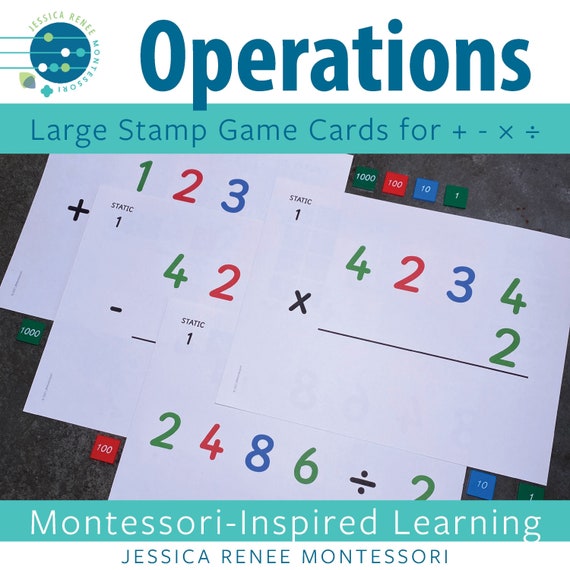 Montessori Math Stamp Game Operations Cards Bundle large | Etsy
