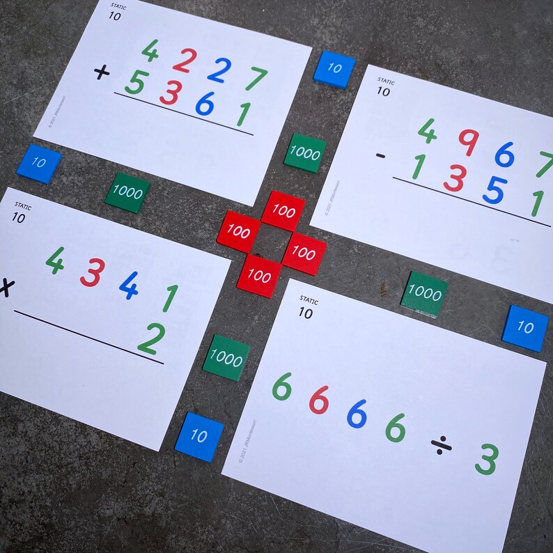 Montessori Math Stamp Game Operations Booklets and Cards Bundle - Etsy