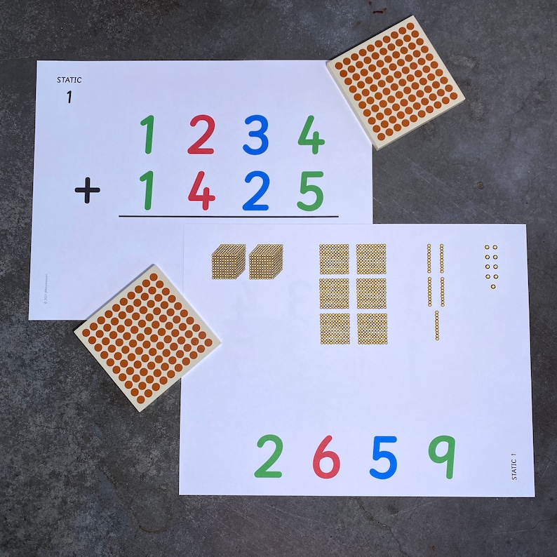 Montessori Math Golden Bead Task Cards and Recording Booklets, All 4 ...