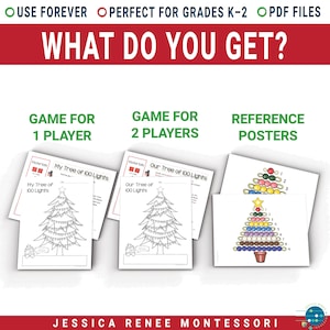 Montessori Winter Math Game: Count & Color the Christmas Lights, Bead ...