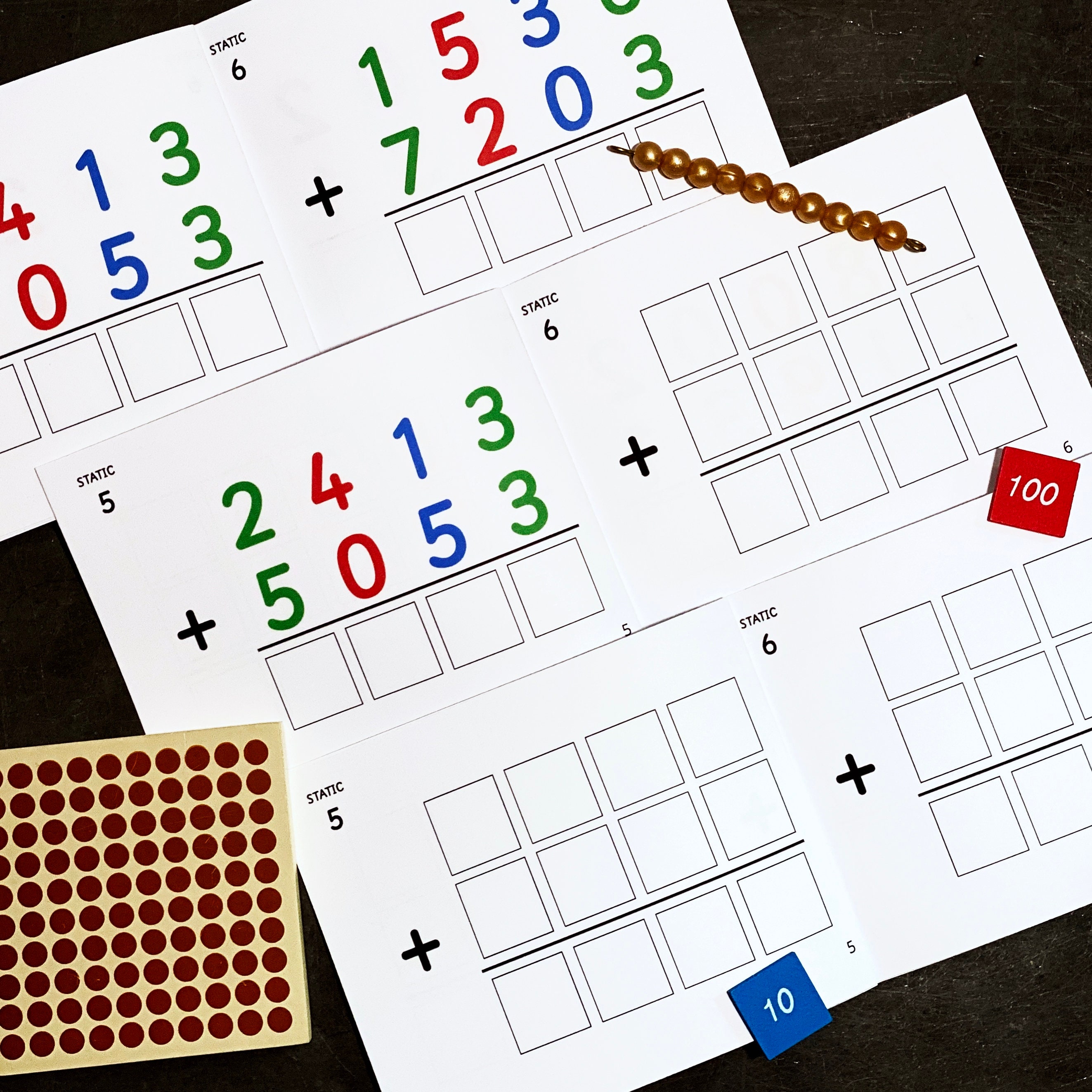 Montessori Math Golden Bead Task Cards and Recording Booklets, All 4 ...