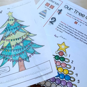 Montessori Winter Math Game: Count & Color the Christmas Lights, Bead ...