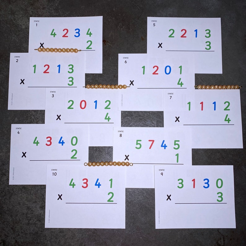 Montessori Math Golden Bead Task Cards and Recording Booklets, All 4 ...
