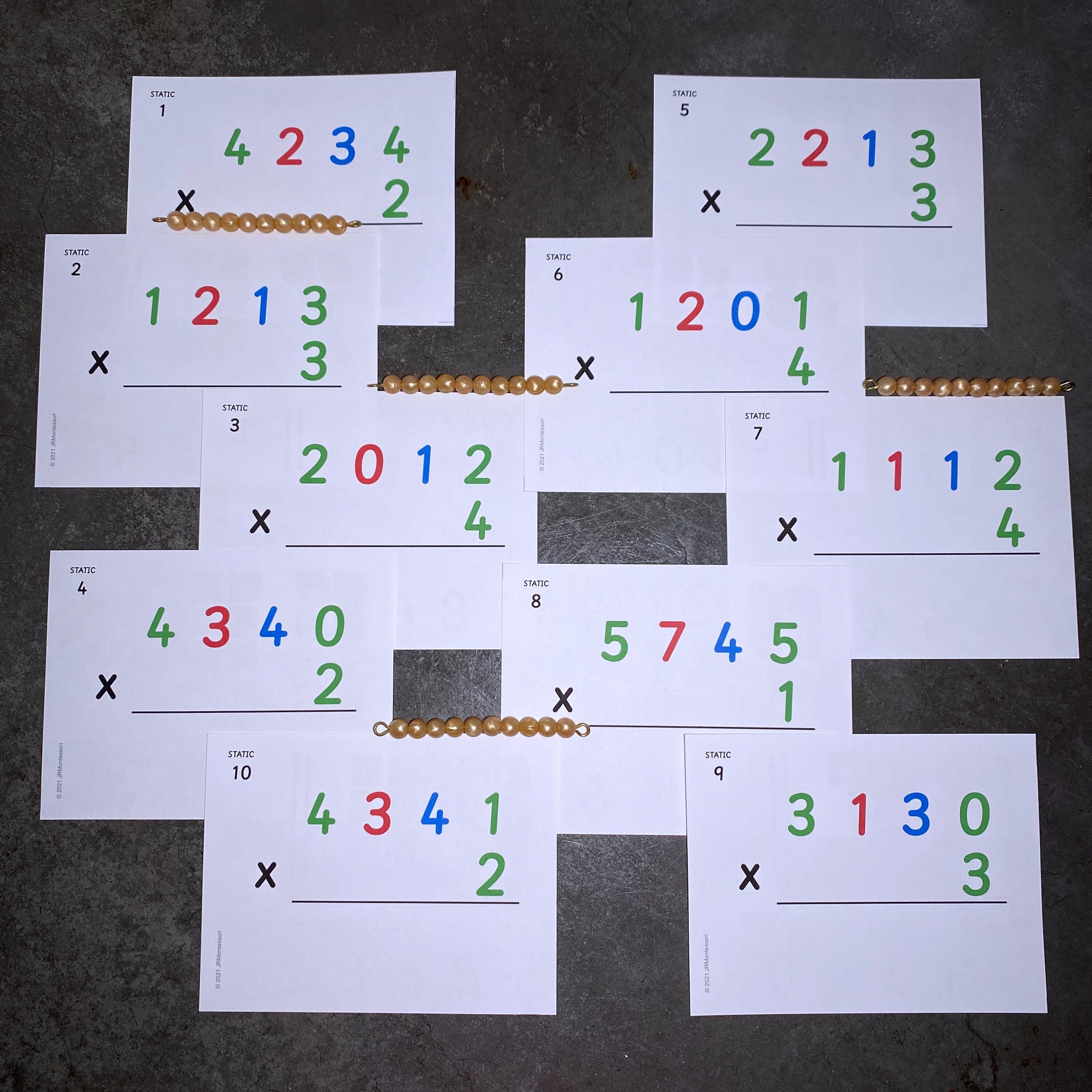 Montessori Math Golden Bead Task Cards and Recording Booklets, All 4 ...