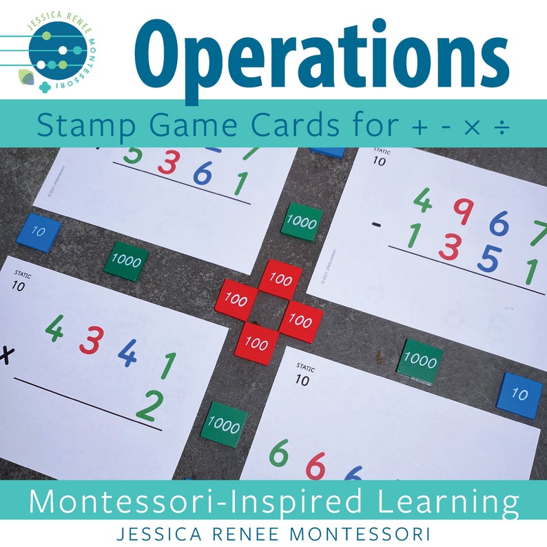 Montessori Stamp Game Operations Cards Bundle (small Cards) - Etsy