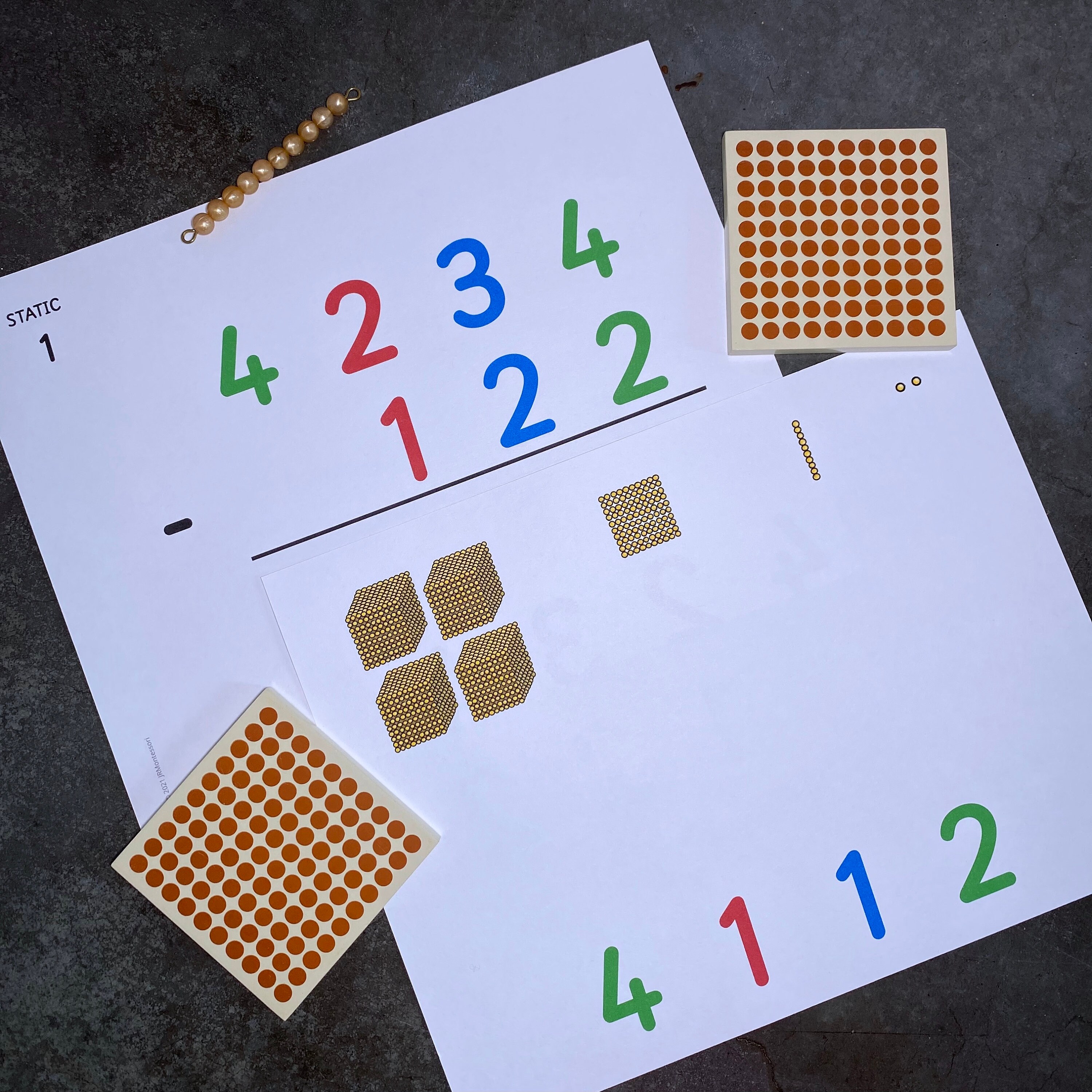 Montessori Math Golden Bead Task Cards and Recording Booklets, All 4 ...