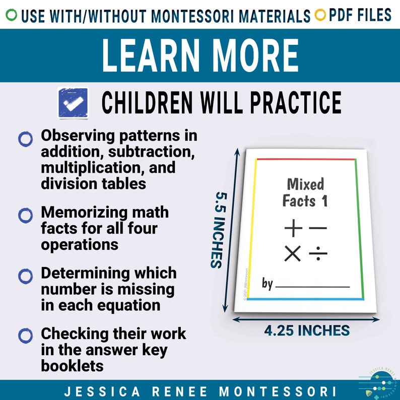 Montessori Math Facts Booklets Bundle for Fluency Practice - Etsy