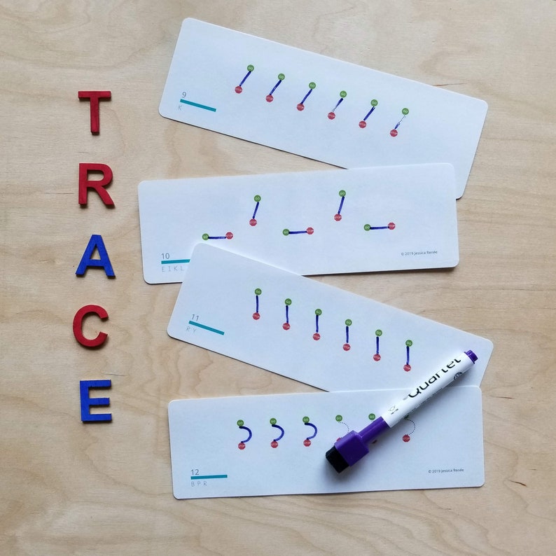 Pre-writing Tracing Cards: Uppercase Strokes - Etsy