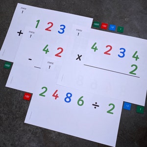 Montessori Math Stamp Game Operations Booklets and Cards Bundle - Etsy