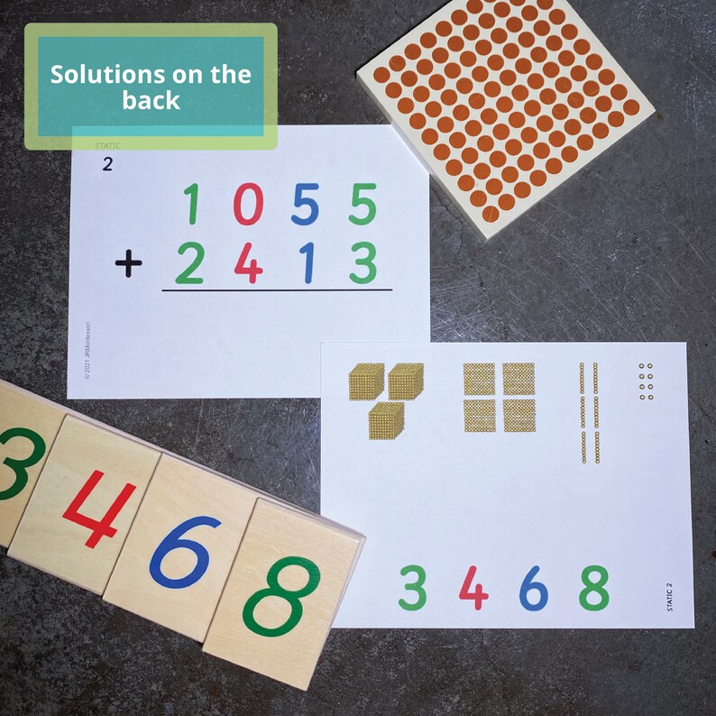 Montessori Math Operations: Small Command Cards Bundle Golden - Etsy
