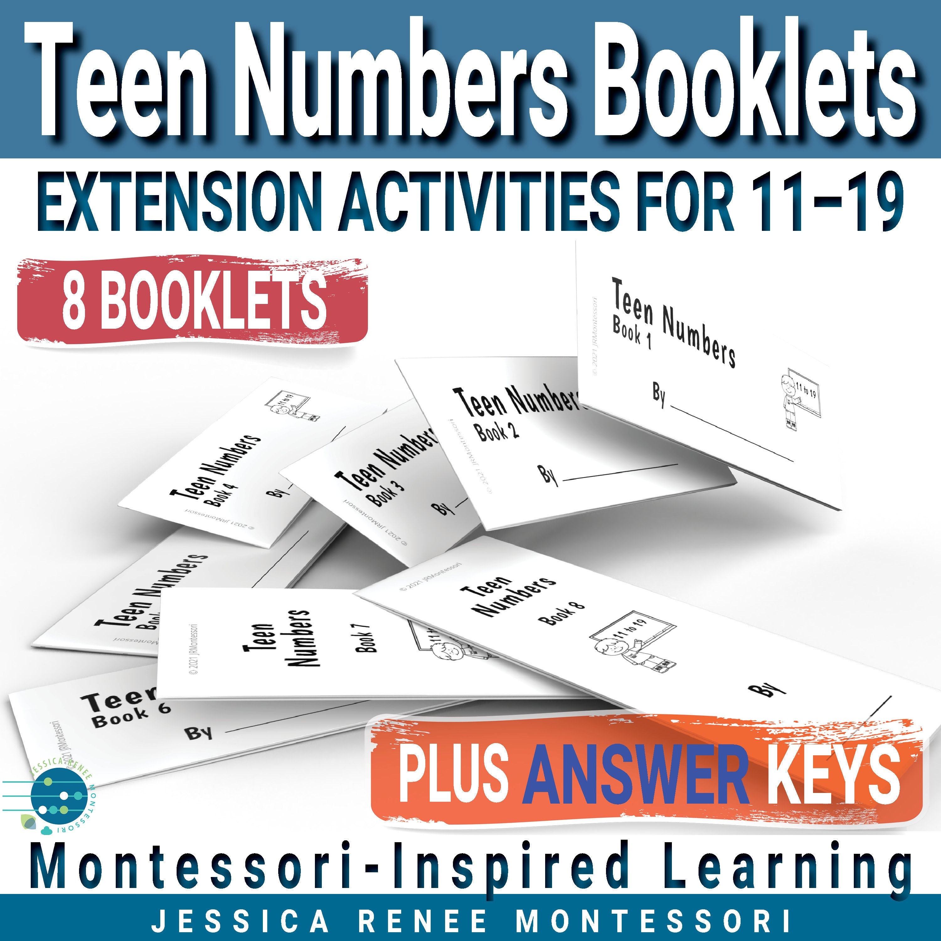 Montessori Math Teen Numbers Booklets, Bead Stair Extensions 11-19 ...