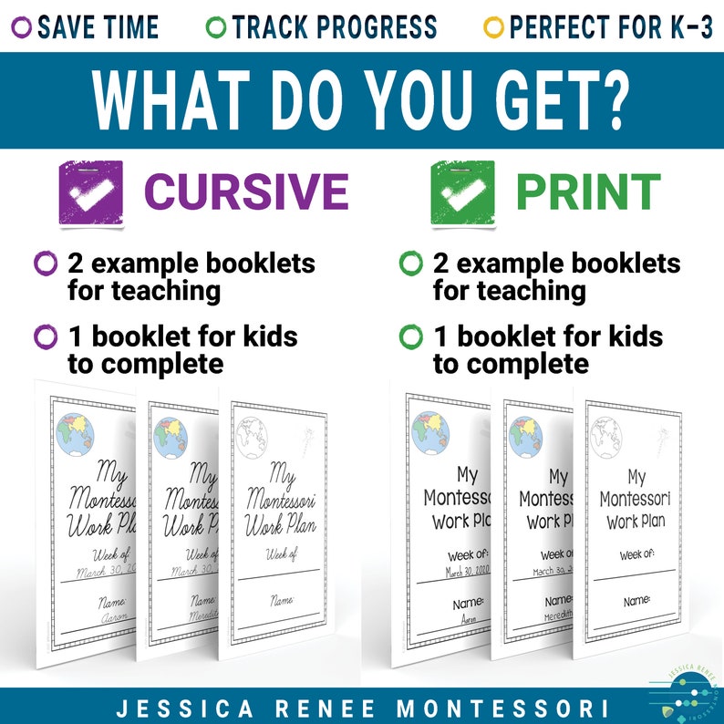 Montessori Work Plan Booklet, Weekly Progress Journal, Goal Setting ...