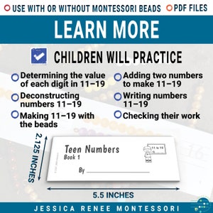 Montessori Math Teen Numbers Booklets, Bead Stair Extensions 11-19 ...