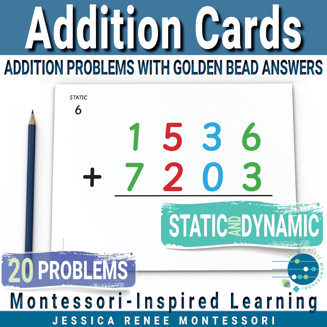 Montessori Math 4-digit Golden Bead Addition With Large Cards - Etsy