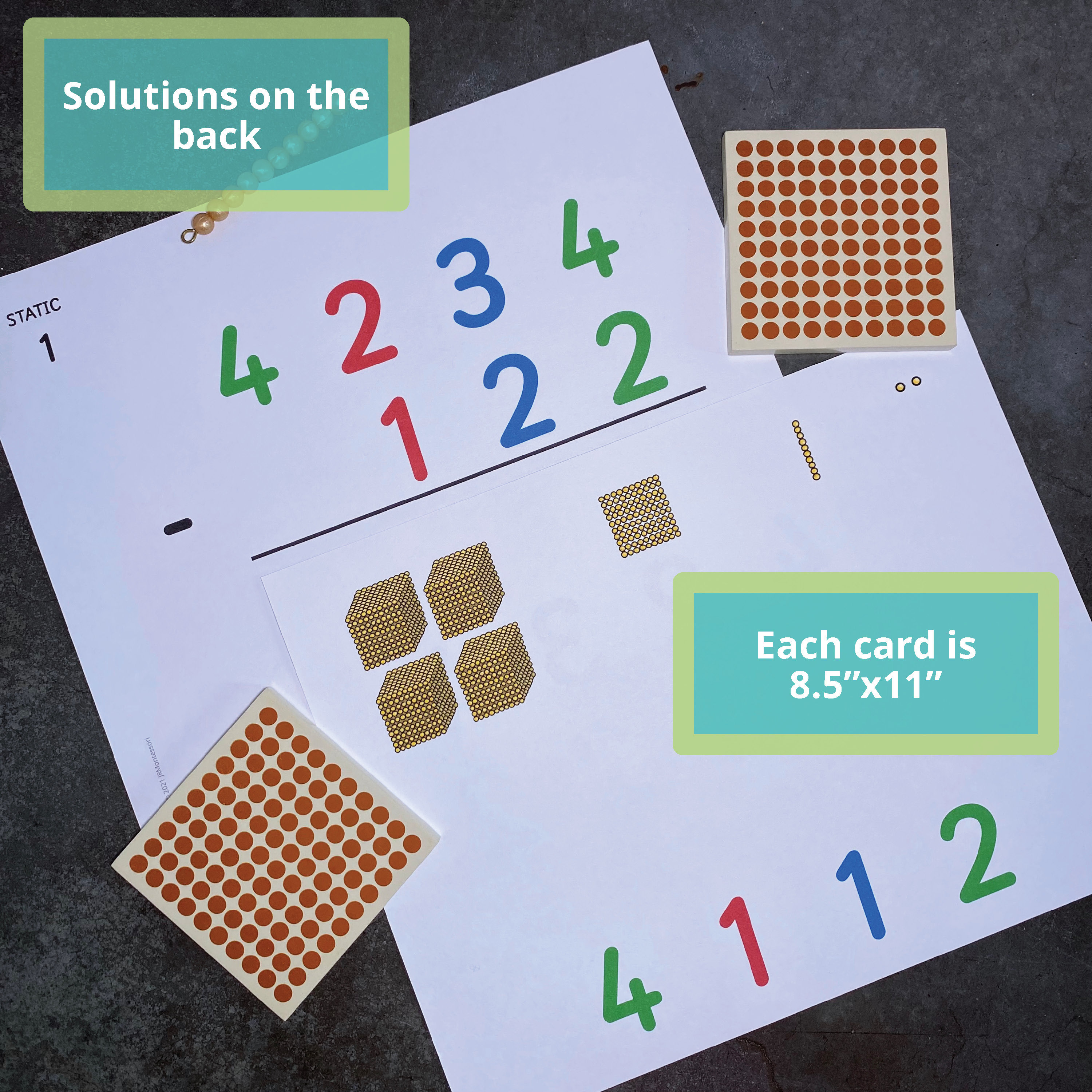 Montessori Math 4-digit Golden Bead Subtraction With Large Cards - Etsy