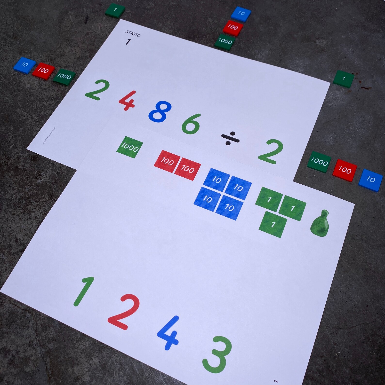 Montessori Math Stamp Game Operations Cards Bundle large Cards - Etsy