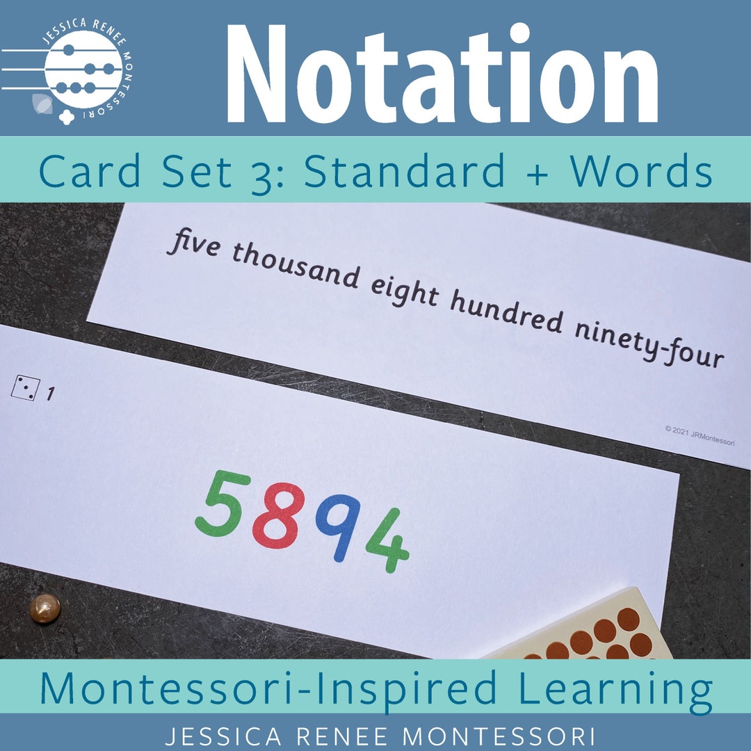 Montessori Math Place Value Notation Cards Set 3: Standard and Words - Etsy