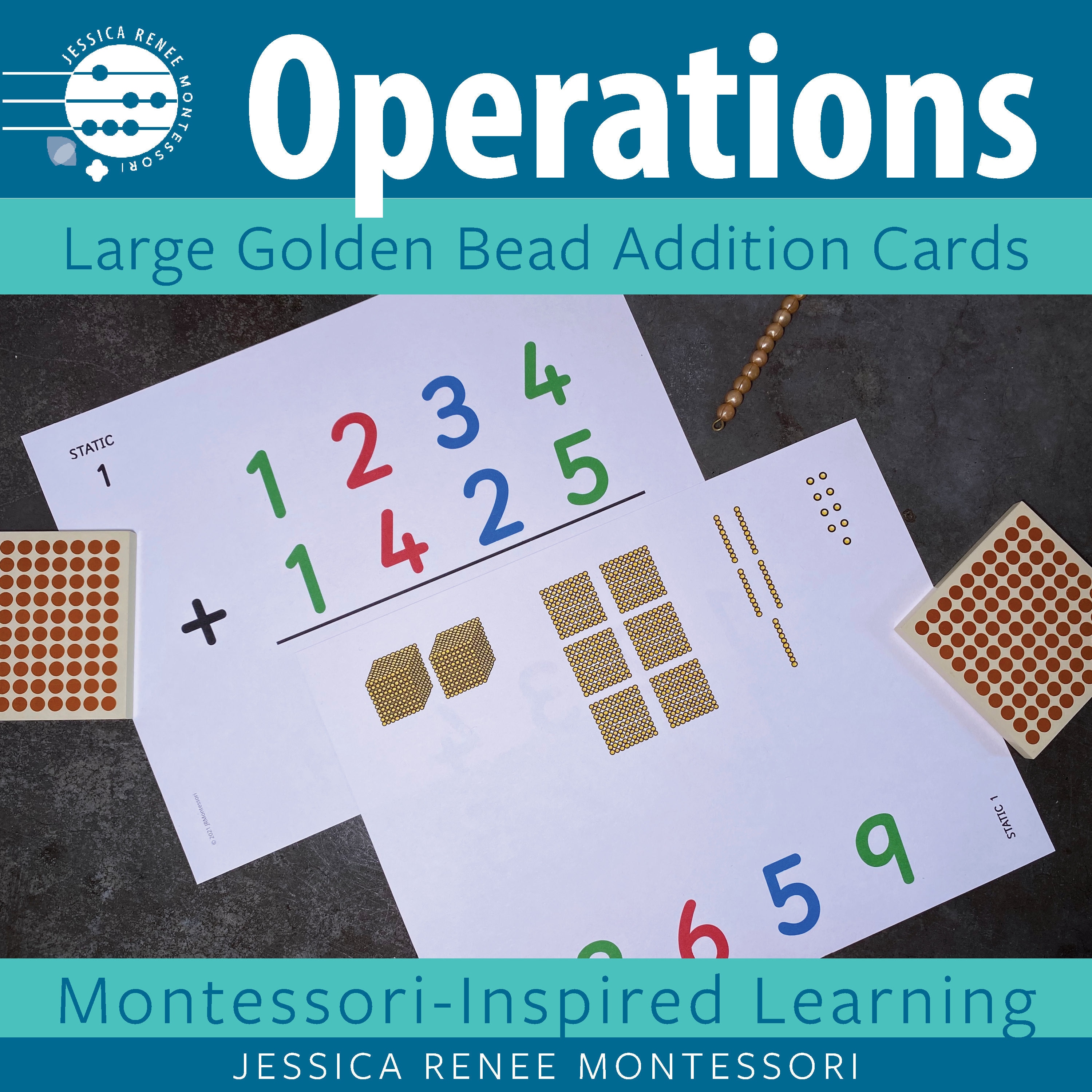 Montessori Math 4-Digit Golden Bead Addition with Large Cards | Etsy