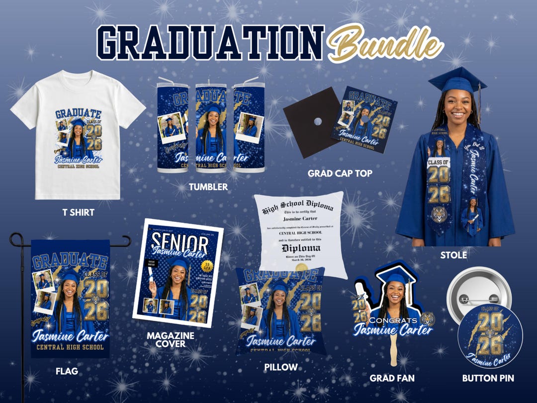 Graduation Bundle Canva Templates Editable 2026 Party Favor Bundle ...