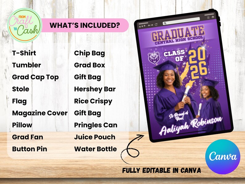 Graduation Bundle Canva Templates Editable 2026 Party Favor Bundle ...