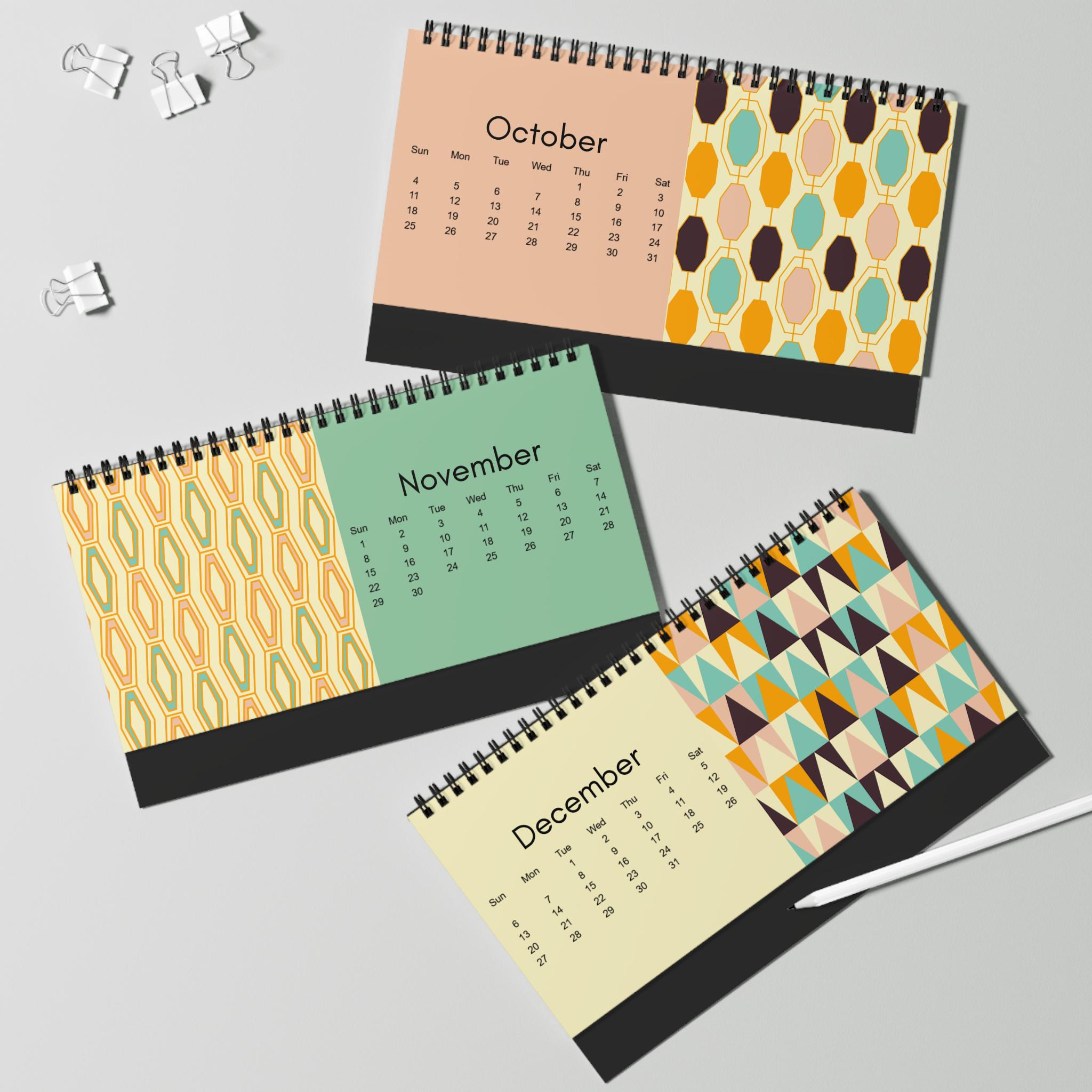 2026 Mid Century Modern Inspired Desk Calendar, Retro Atomic Style ...