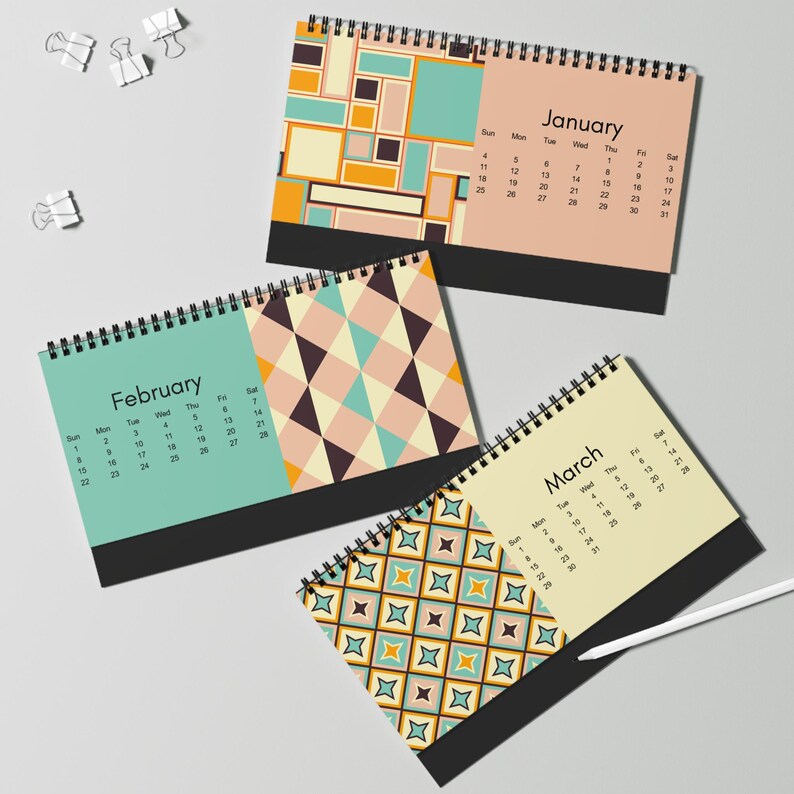 2026 Mid Century Modern Inspired Desk Calendar, Retro Atomic Style ...