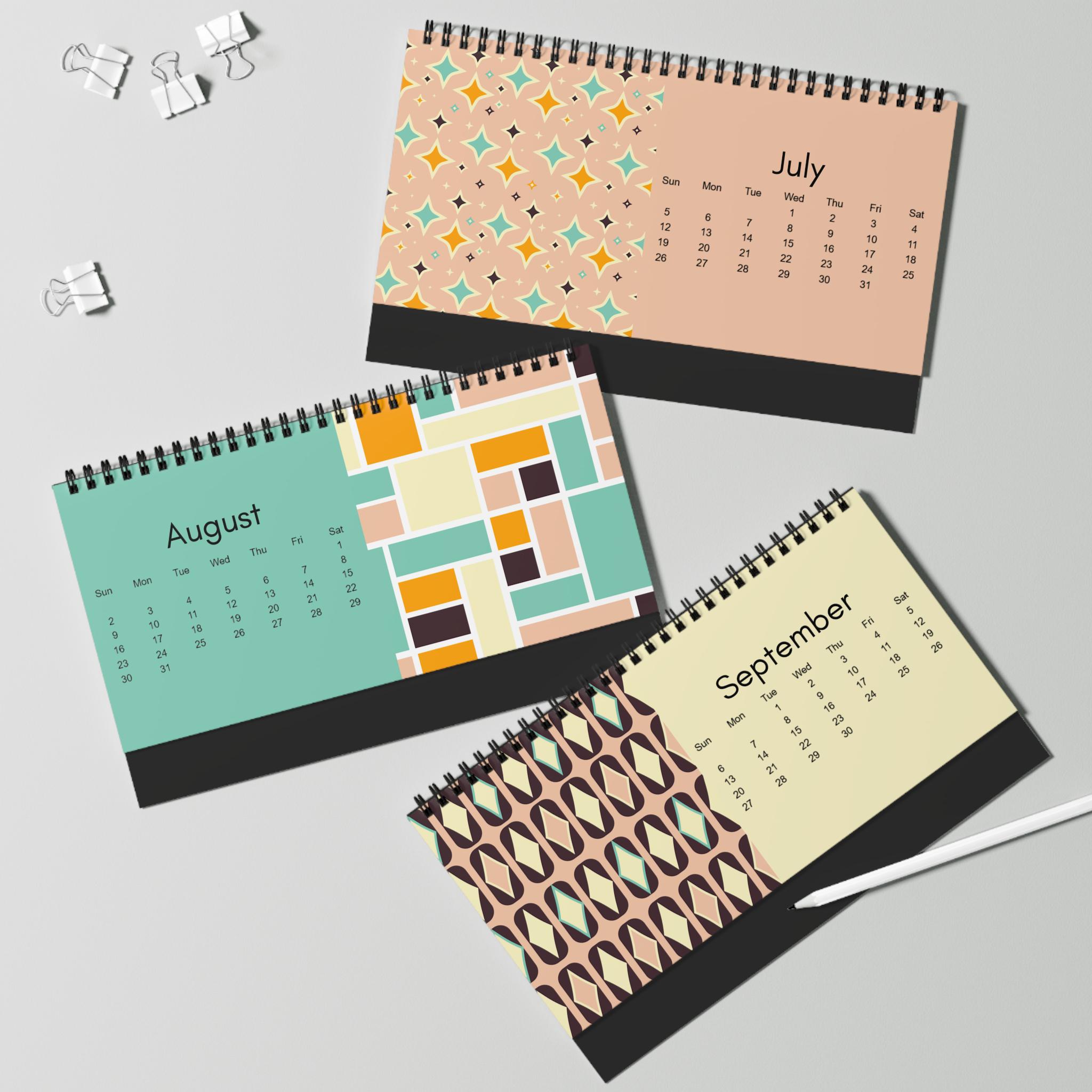2026 Mid Century Modern Inspired Desk Calendar, Retro Atomic Style ...