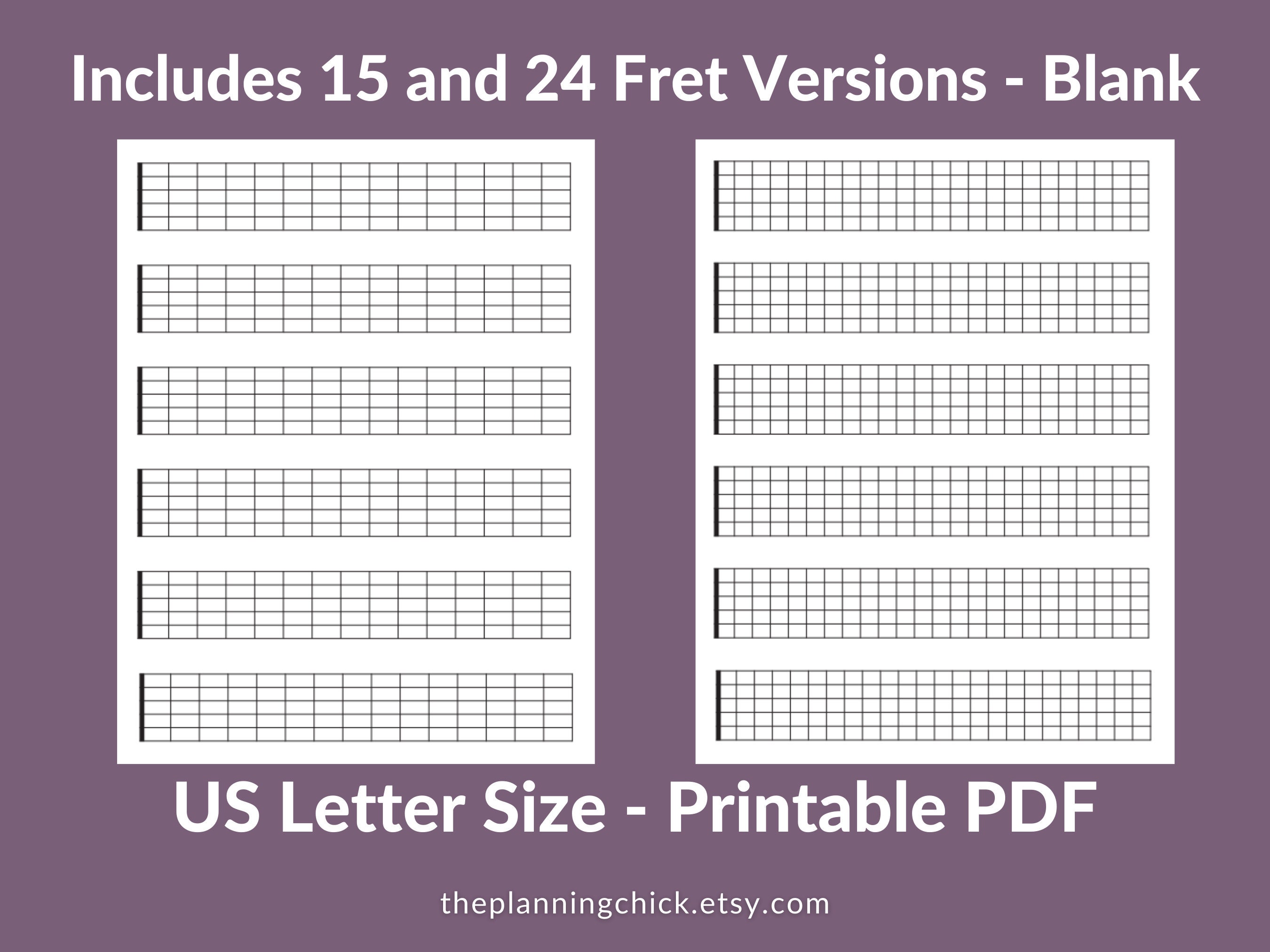 Printable Guitar Fretboard Blank Guitar Neck Diagram 5 - Etsy Canada