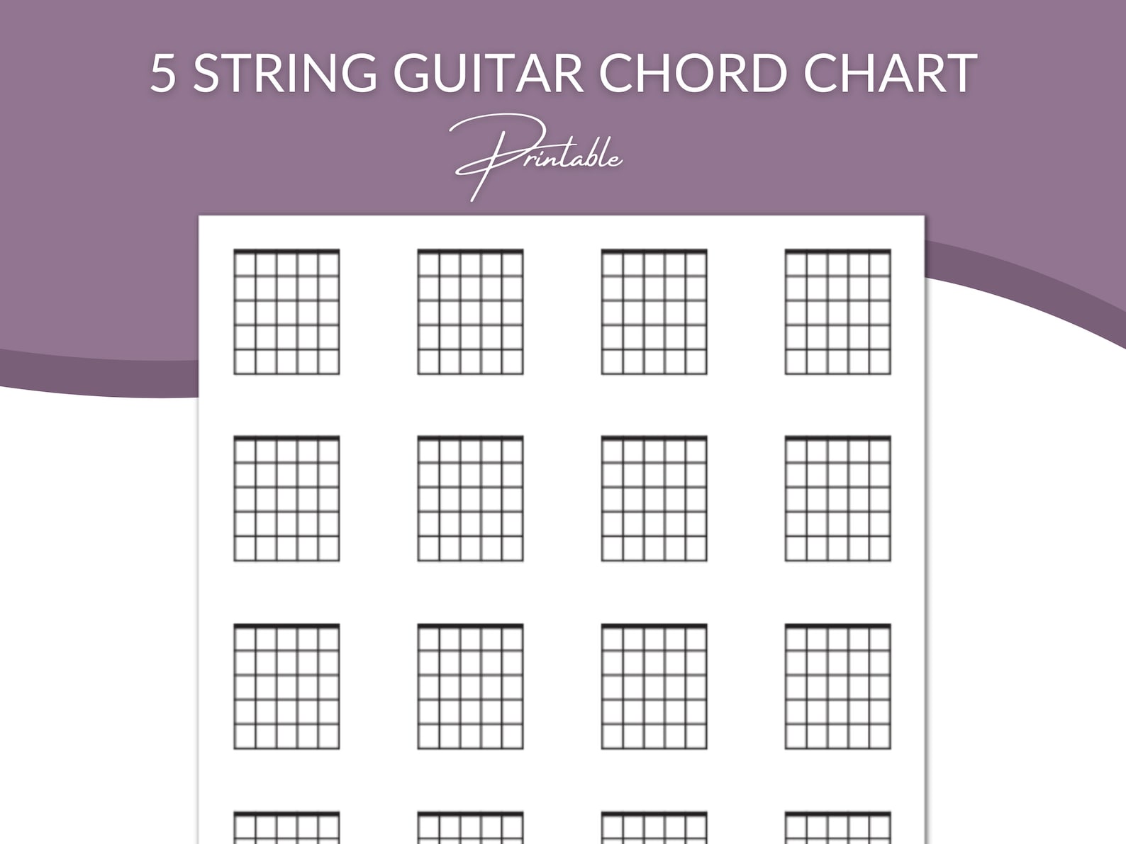 Printable Guitar Chord Chart, Blank Guitar Chord Chart, 5 String Guitar ...