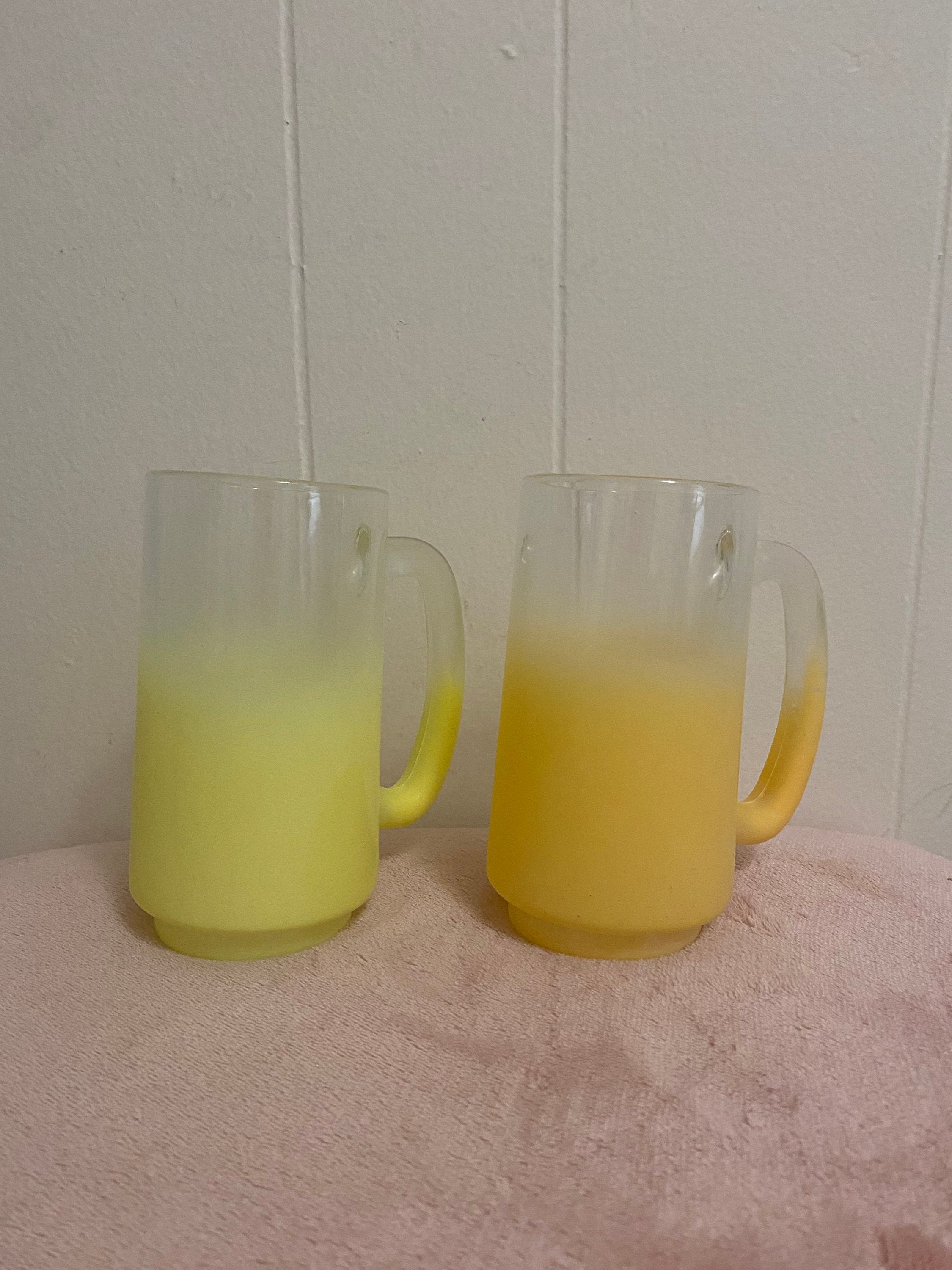 Pair of Yellow and Orange Blendo Glass Mugs Blendo Glass - Etsy