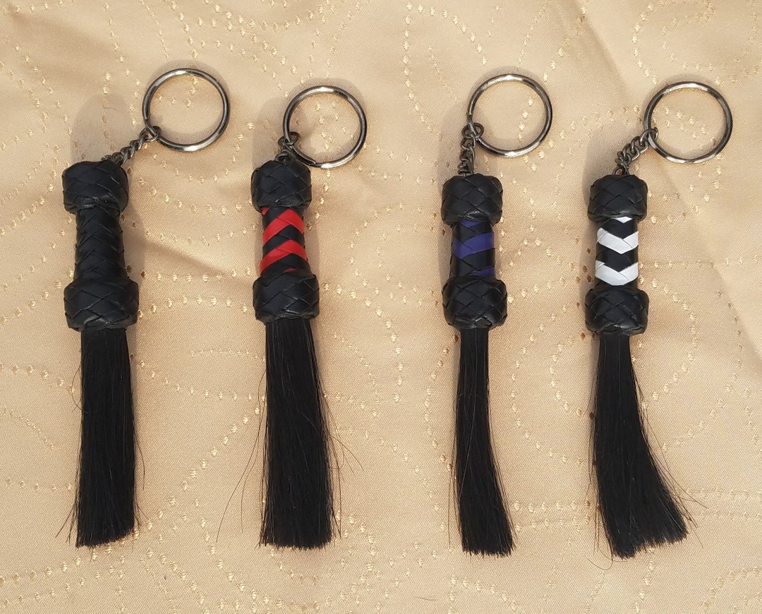 Mini Flogger Leather Horsehair Keychain Key Chain Tickler - Etsy