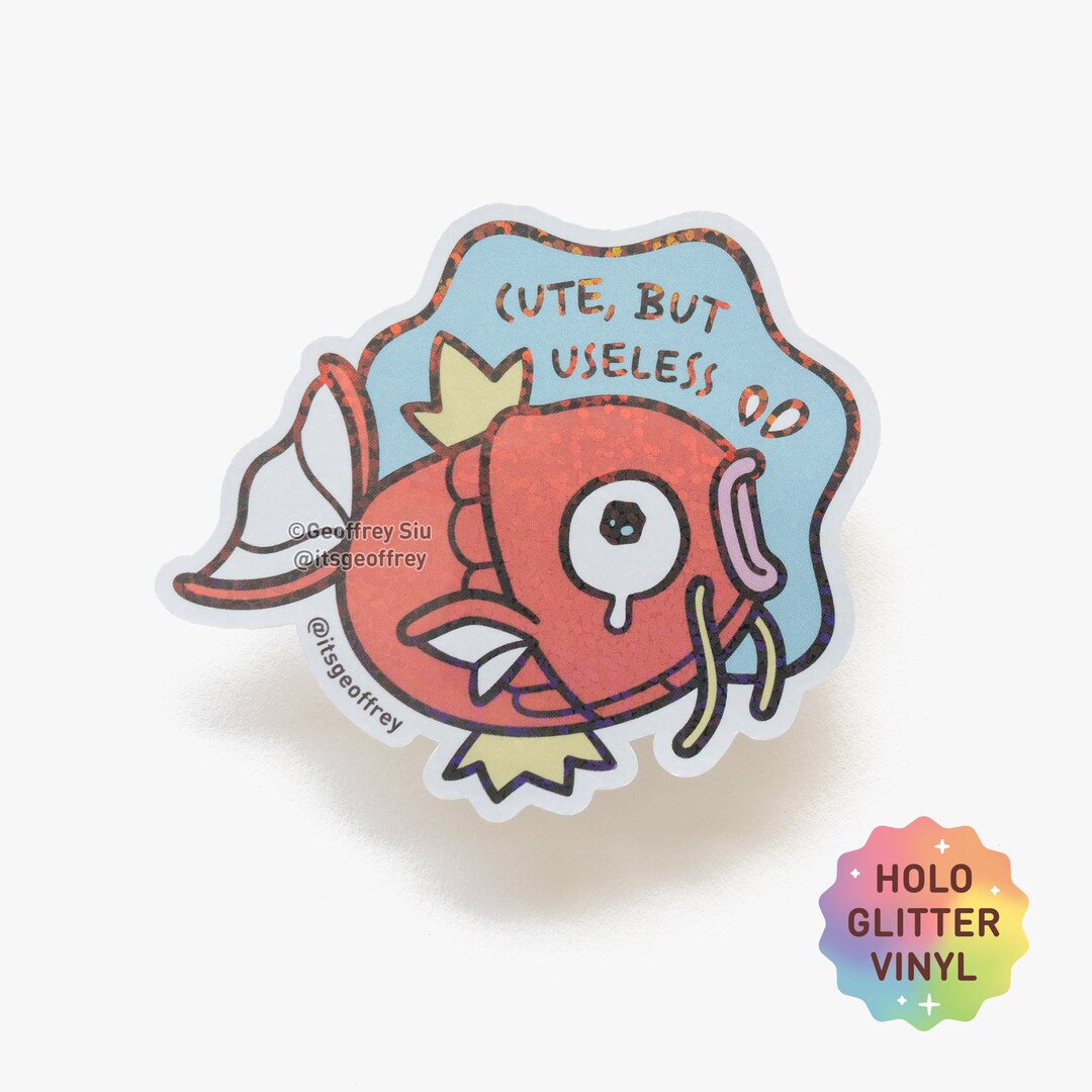 Cute, but Useless Fish Glitter Sticker (3") - Etsy