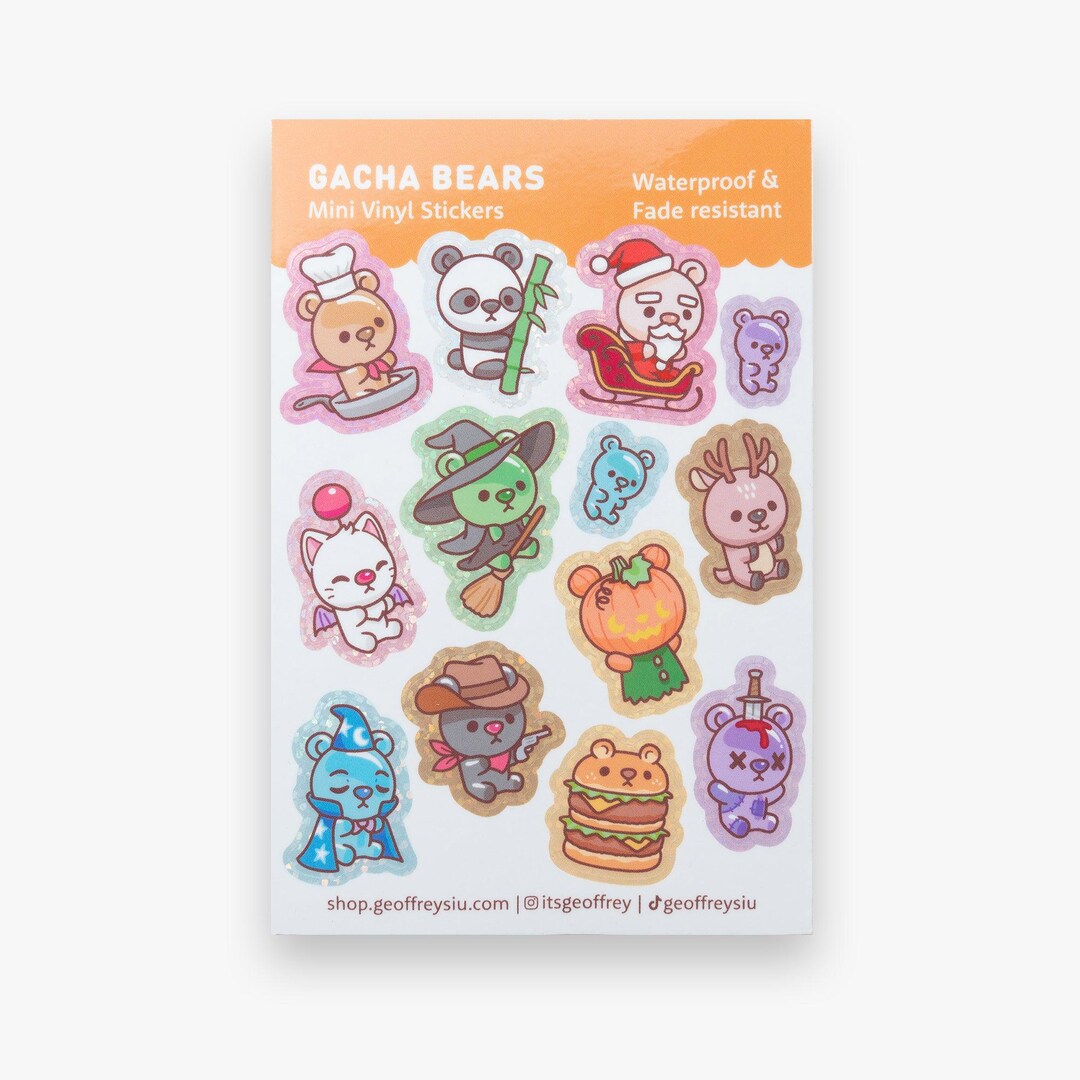 Gacha Bears Mini Vinyl Sticker Sheet - Etsy