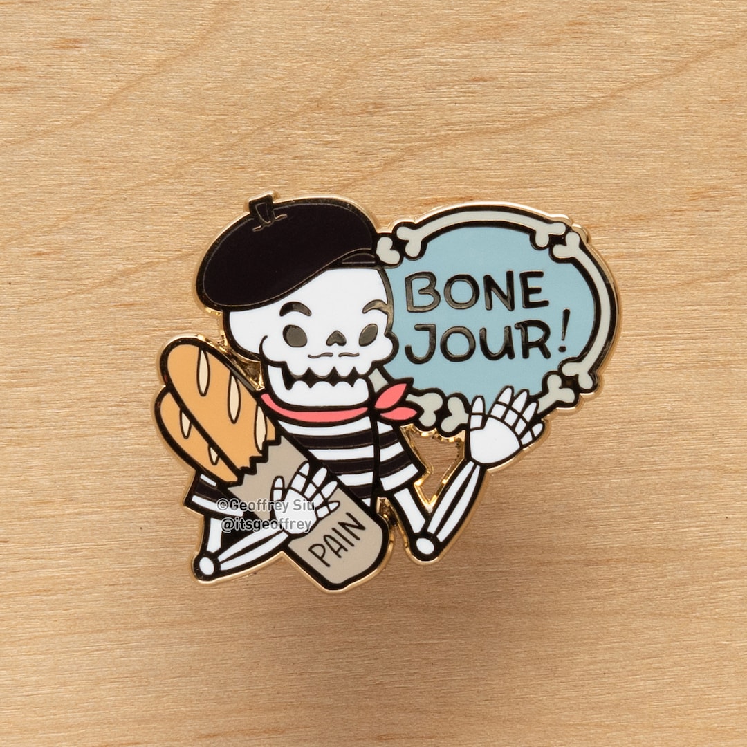Bone Jour Skeleton Hard Enamel Pin - Etsy