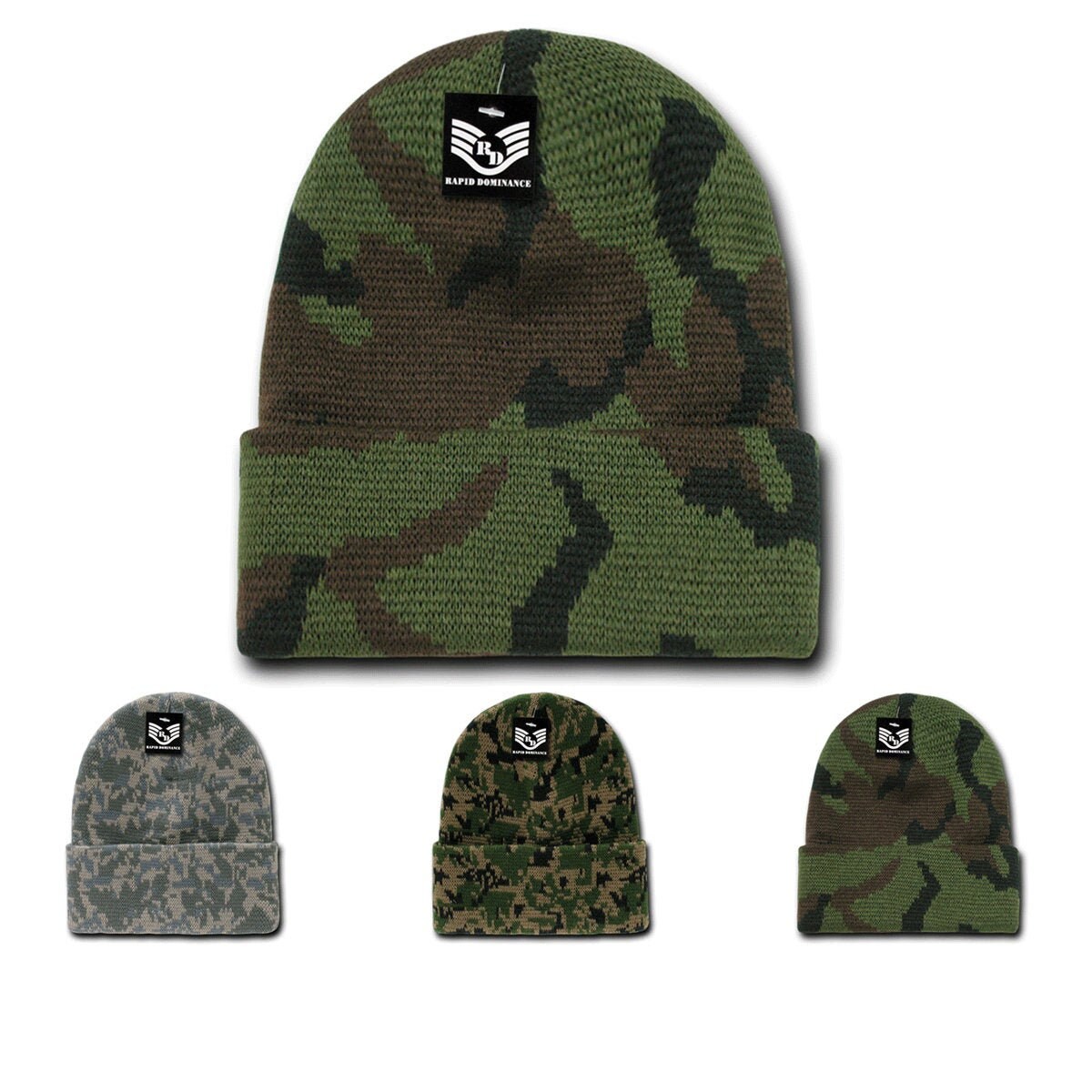 Camo Beanie Knit Hat Camouflage Military Watch Cap Rapid Etsy