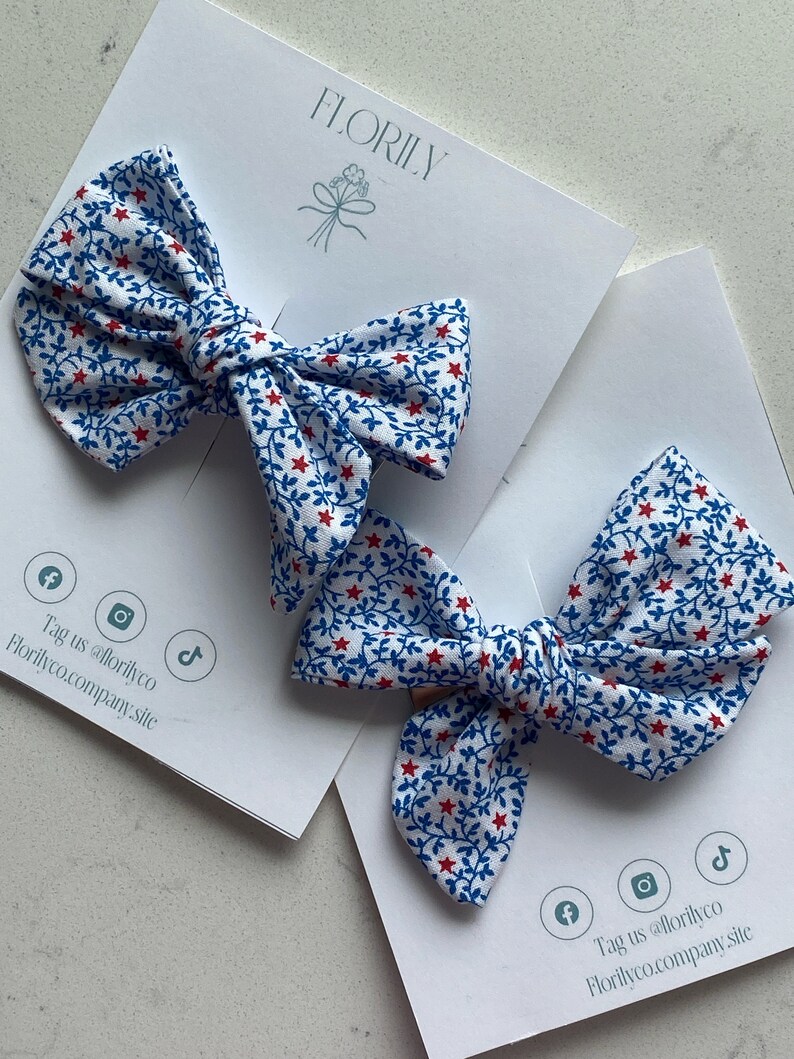 Matching Bows and Ties, 4th of July Bow, Pigtail Bows, Fourth of July ...