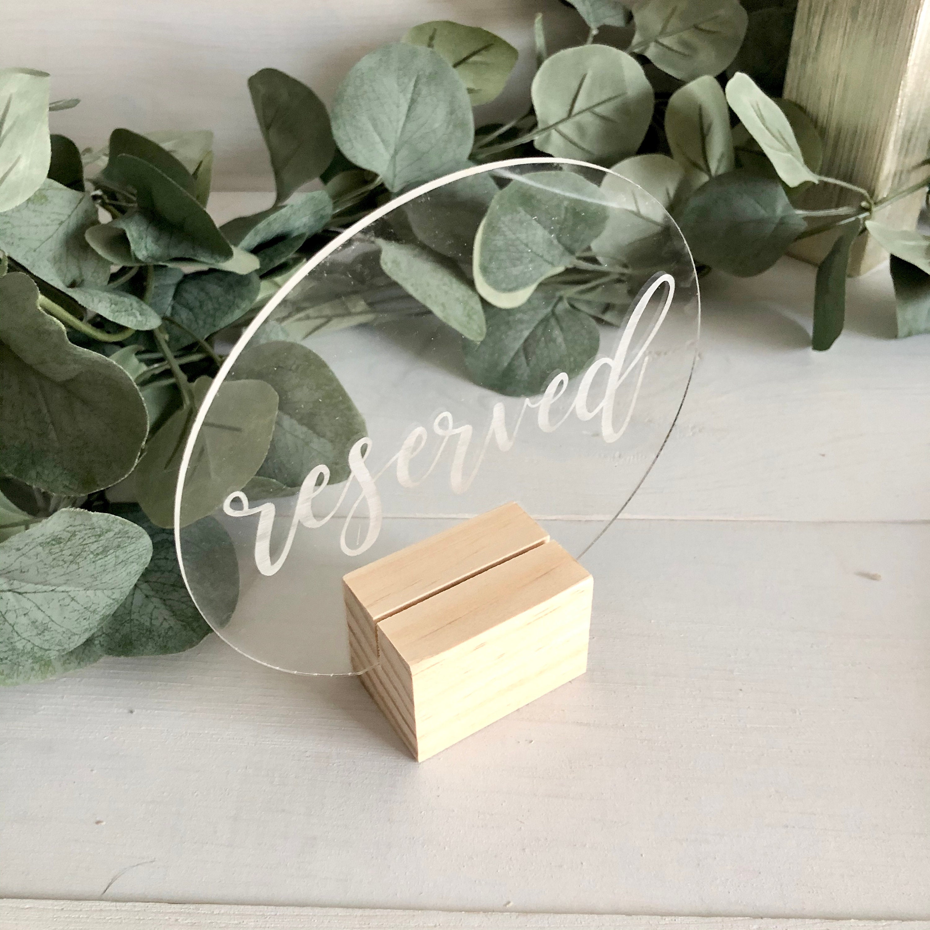 Clear Round Reserved Table Sign Wedding Sign Transparent | Etsy