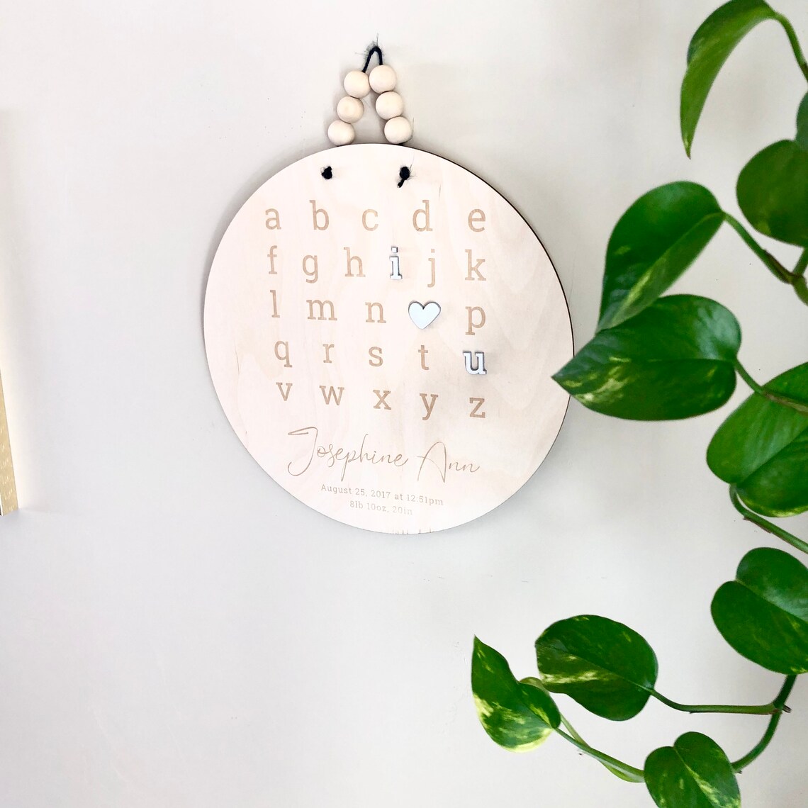ABC I Love You Nursery Sign Baby Announcement Sign Round - Etsy