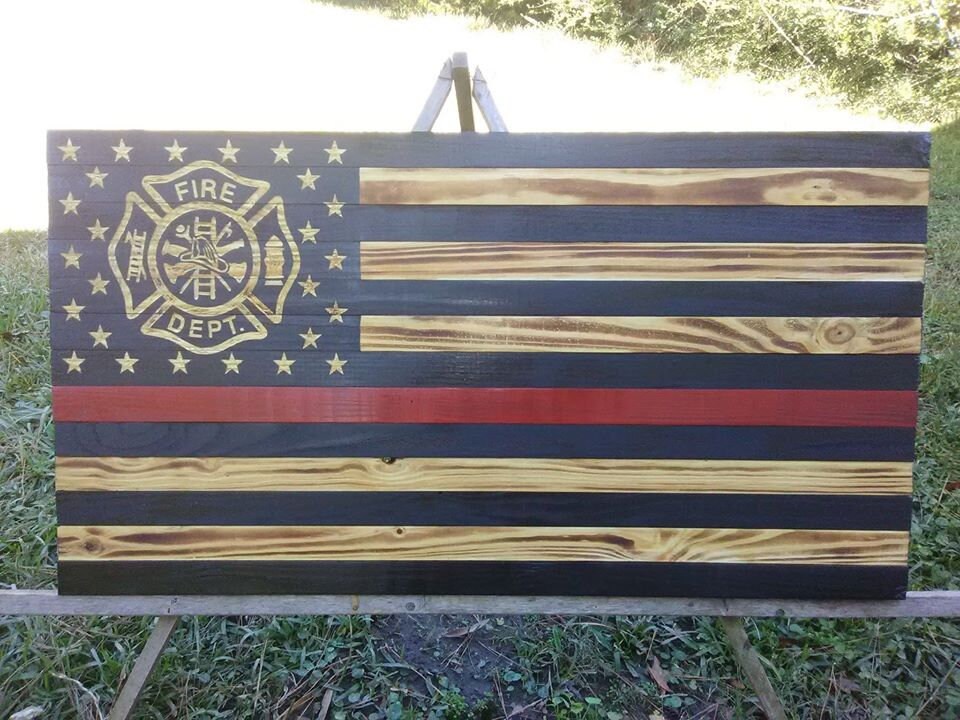 Hand Carved Rustic Wooden Fire Dept Flag - Etsy