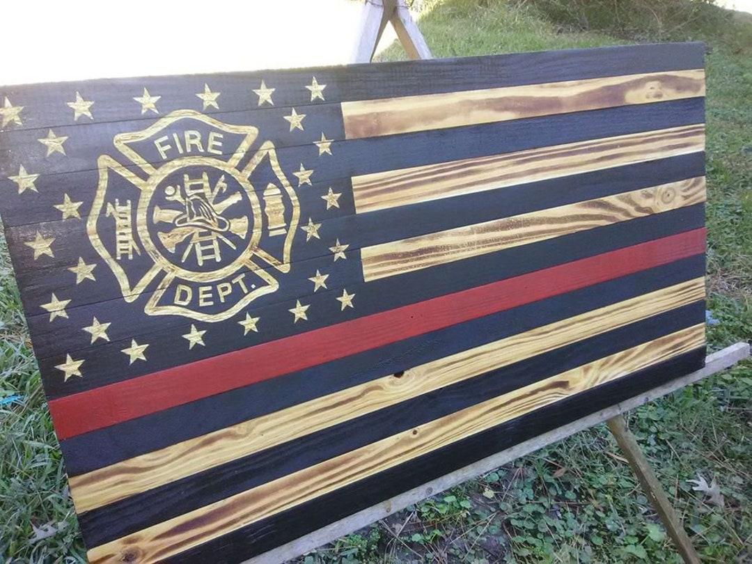 Hand Carved Rustic Wooden Fire Dept Flag - Etsy