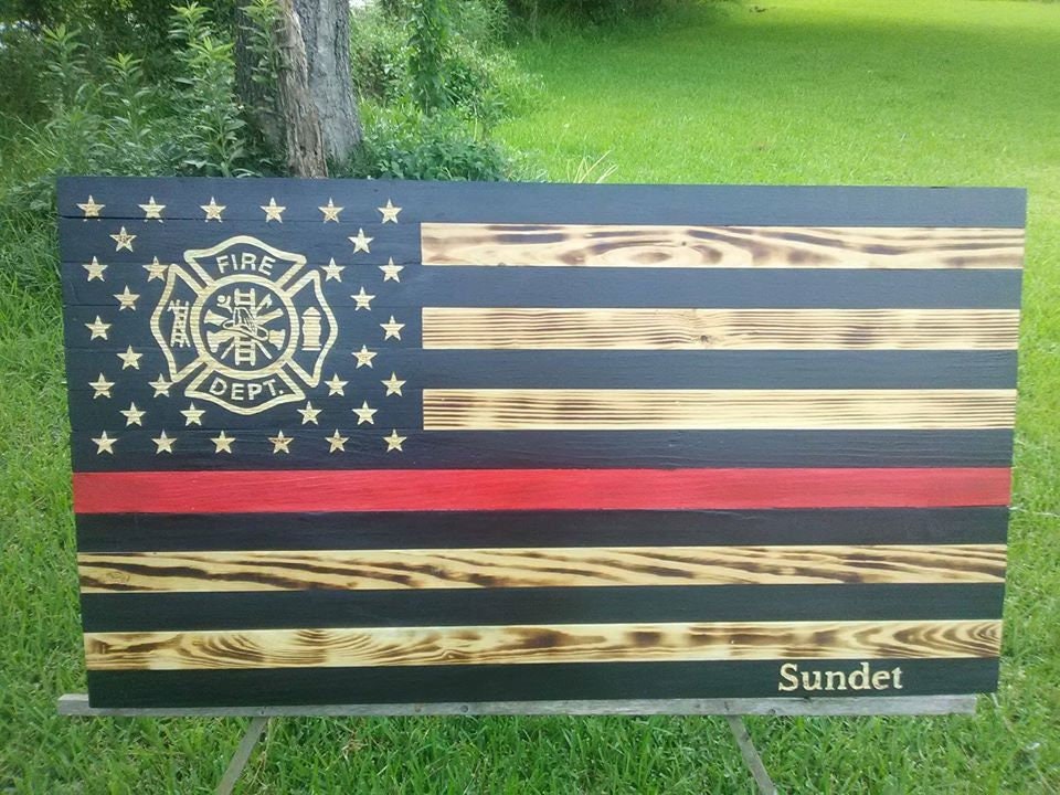 Hand Carved Rustic Wooden Fire Dept Flag - Etsy