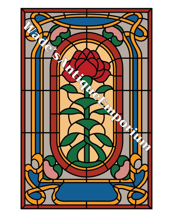 Stranger Things 4 Stained Glass Rose White Background - Etsy