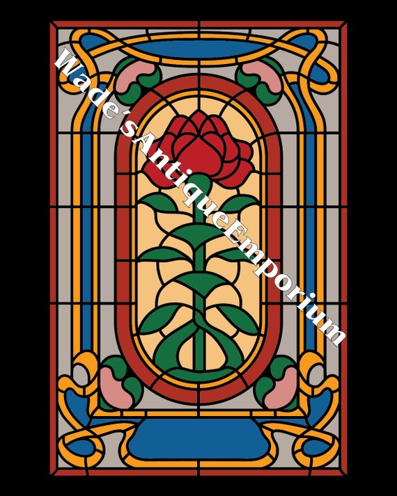 Stranger Things 4 Stained Glass Rose Black Background - Etsy