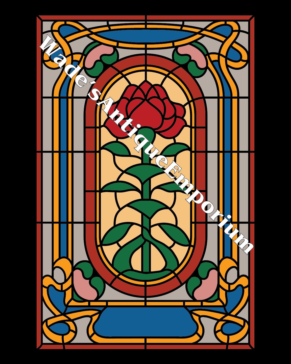 Stranger Things 4 Stained Glass Rose - Black Background *digital File ...