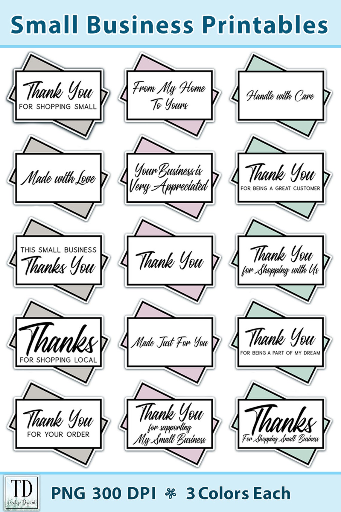 Small Business Printable Stickers or Cards, Cricut Silhouette Print ...