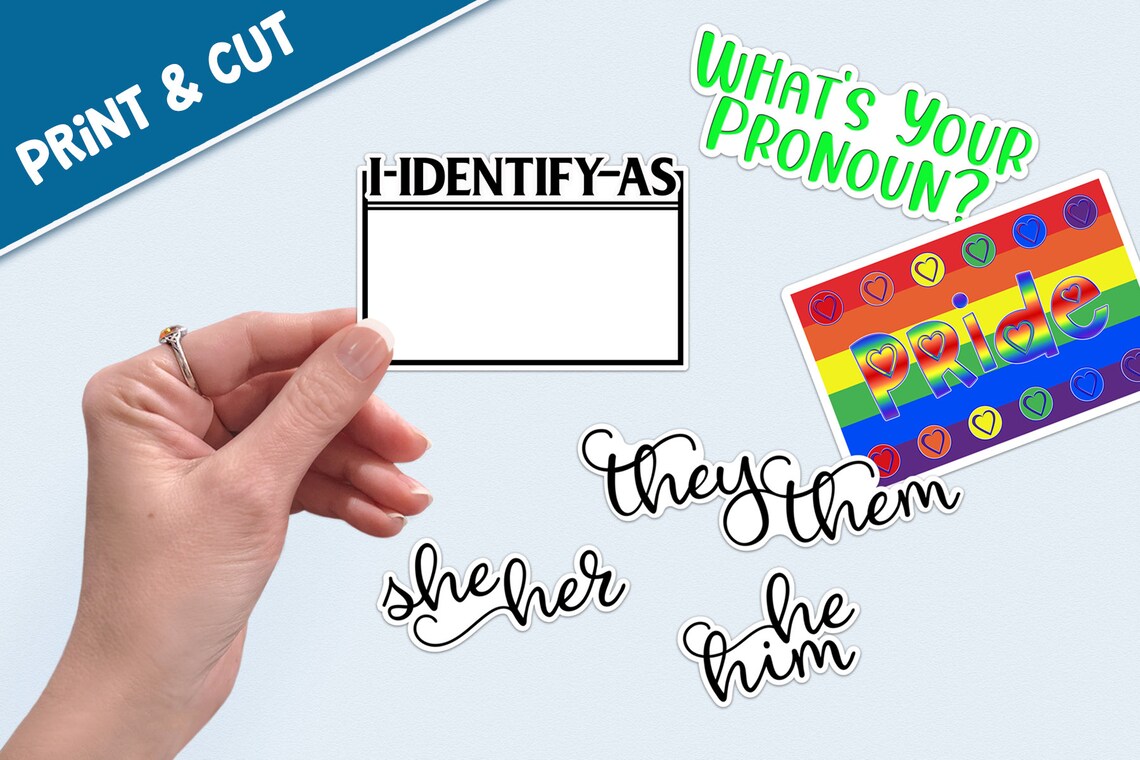 LGBTQ, Pronoun Printable Stickers, Gender Print and Cut PNG Labels - Etsy