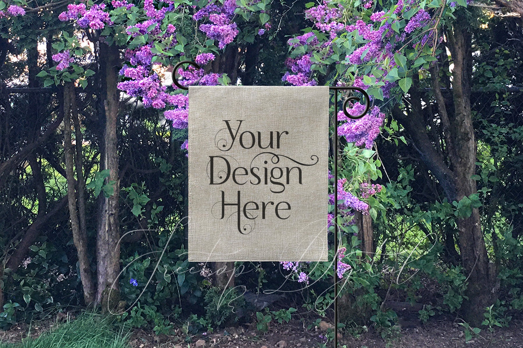 Burlap Flag Mockup for SVG or Sublimation Designs, Burlap Garden Flag ...